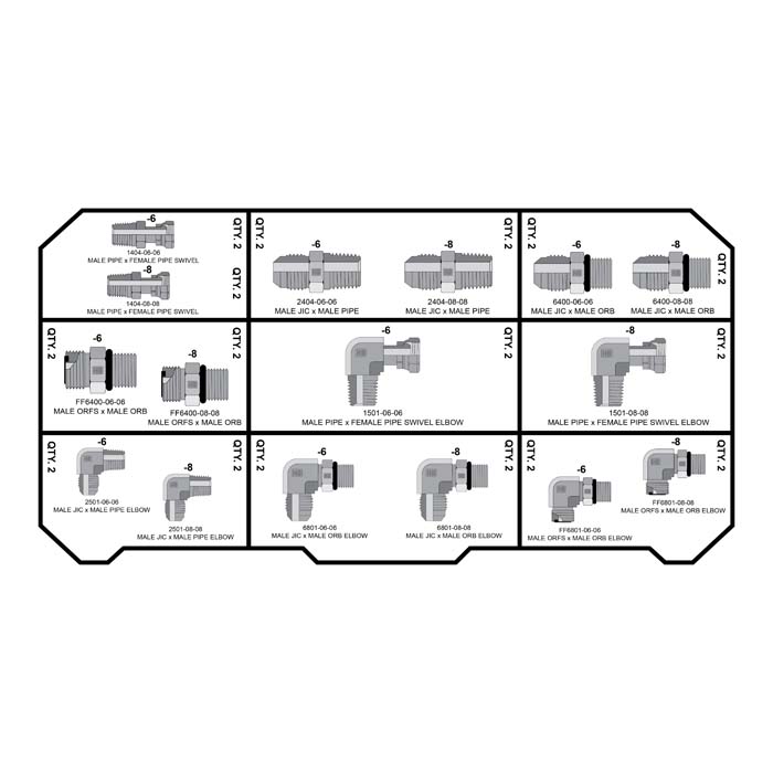 HoseBox Variety Fittings Pack (Most Common JIC, Face Seal and NPT ...