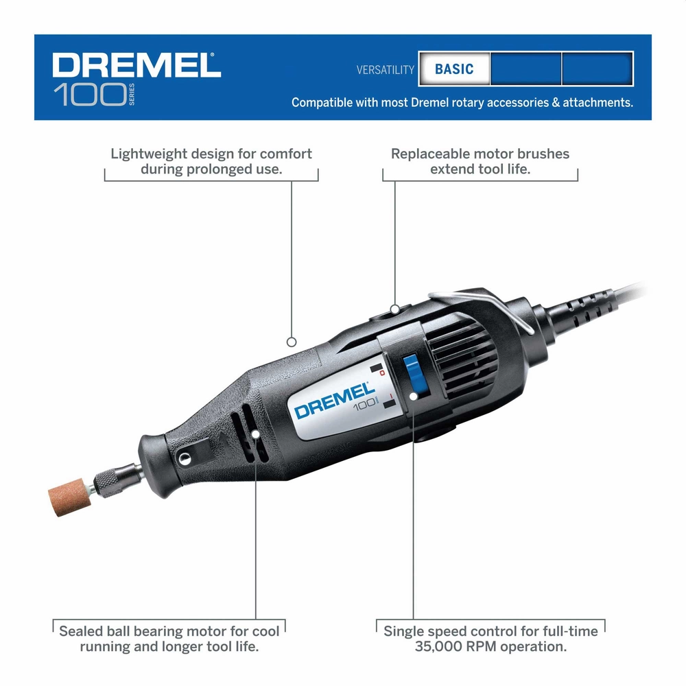 Dremel 100 Series Single Speed Rotary Tool with 7 Assorted Accessories ...