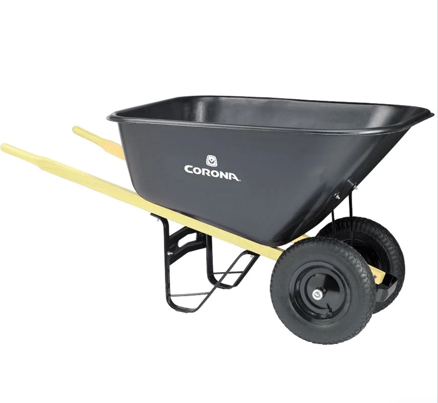 Corona Wheelbarrow, Wood Handles, Dual Wheels, 16" - Runnings