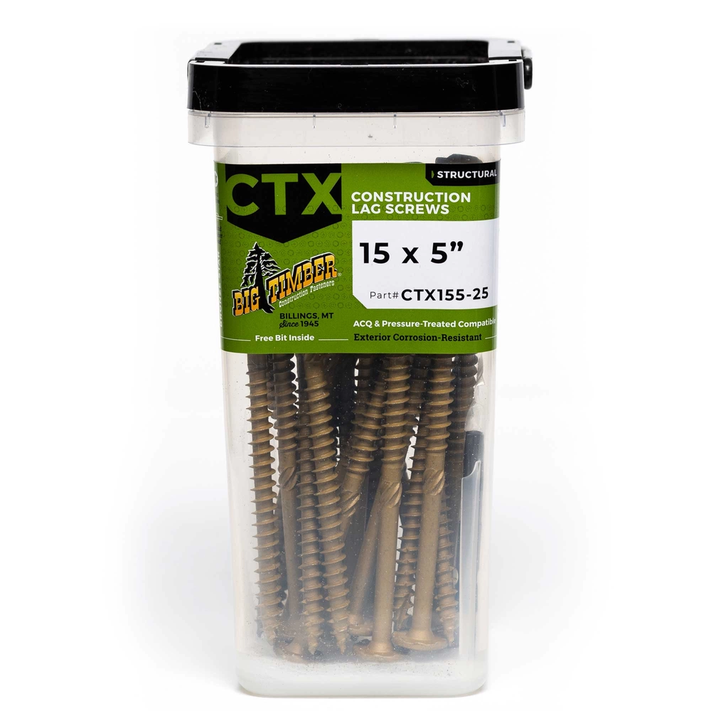 Big Timber Lag Screws - Bronze, Star Drive, 15 x 5", 25 CT Bucket ...