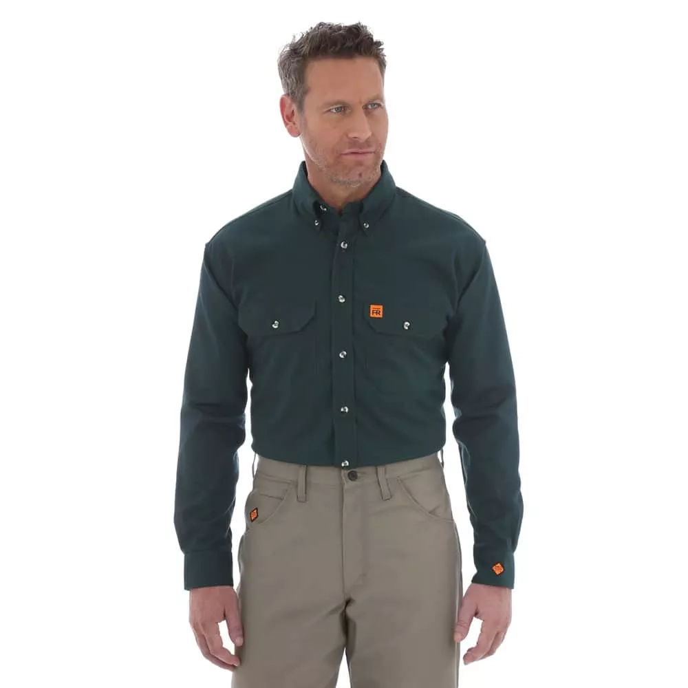 Wrangler Riggs Workwear FR Flame Resistant Long Sleeve Twill Work Shirt ...