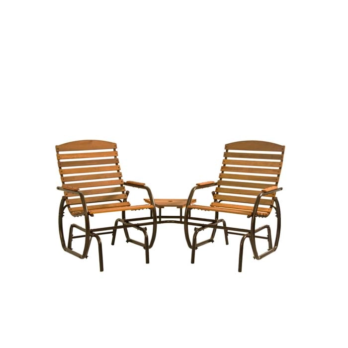 Jack-Post Country Garden 2 Person Taupe Steel/Wood Hi-Back Double ...