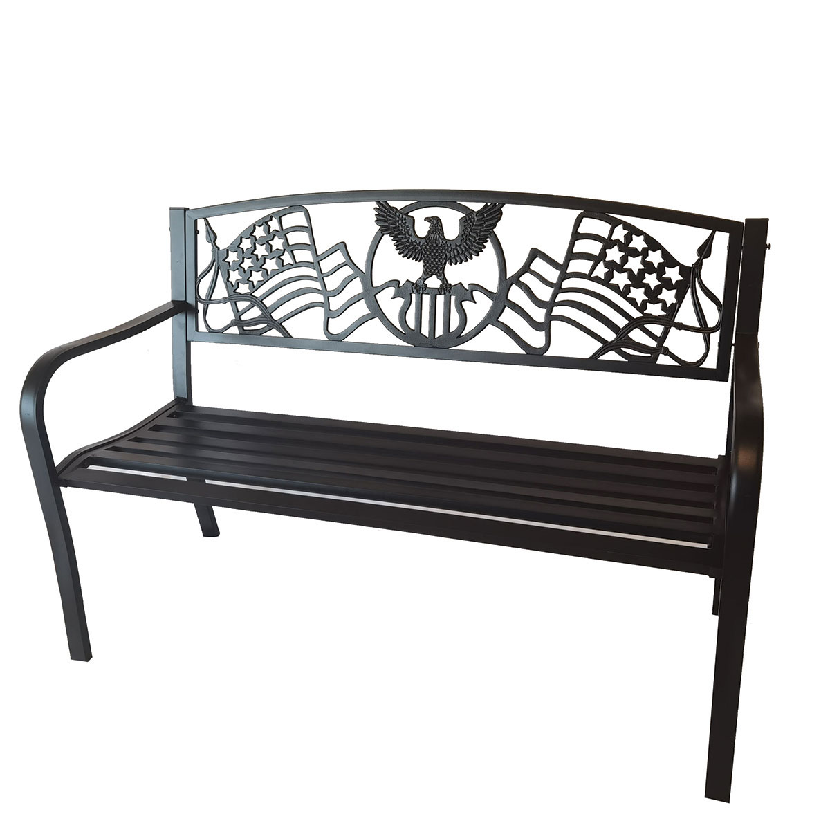 Backyard Expressions Flag & Eagle Steel Park Bench - 0000006102 - Runnings