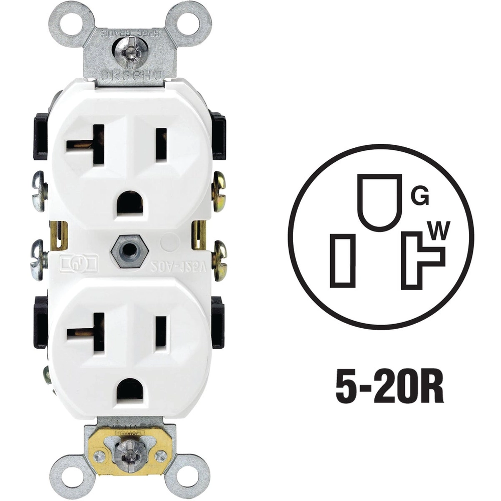 LEVITON® 20A White Shallow Commercial Grade 5-20R Duplex Outlet ...