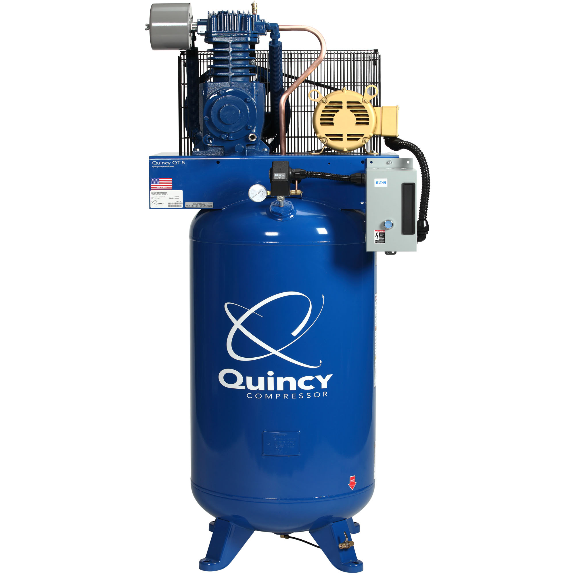 Quincy Compressor QT-1, 5hp 80G 2Stg Air Compressor 230V 1ph V PRO ...