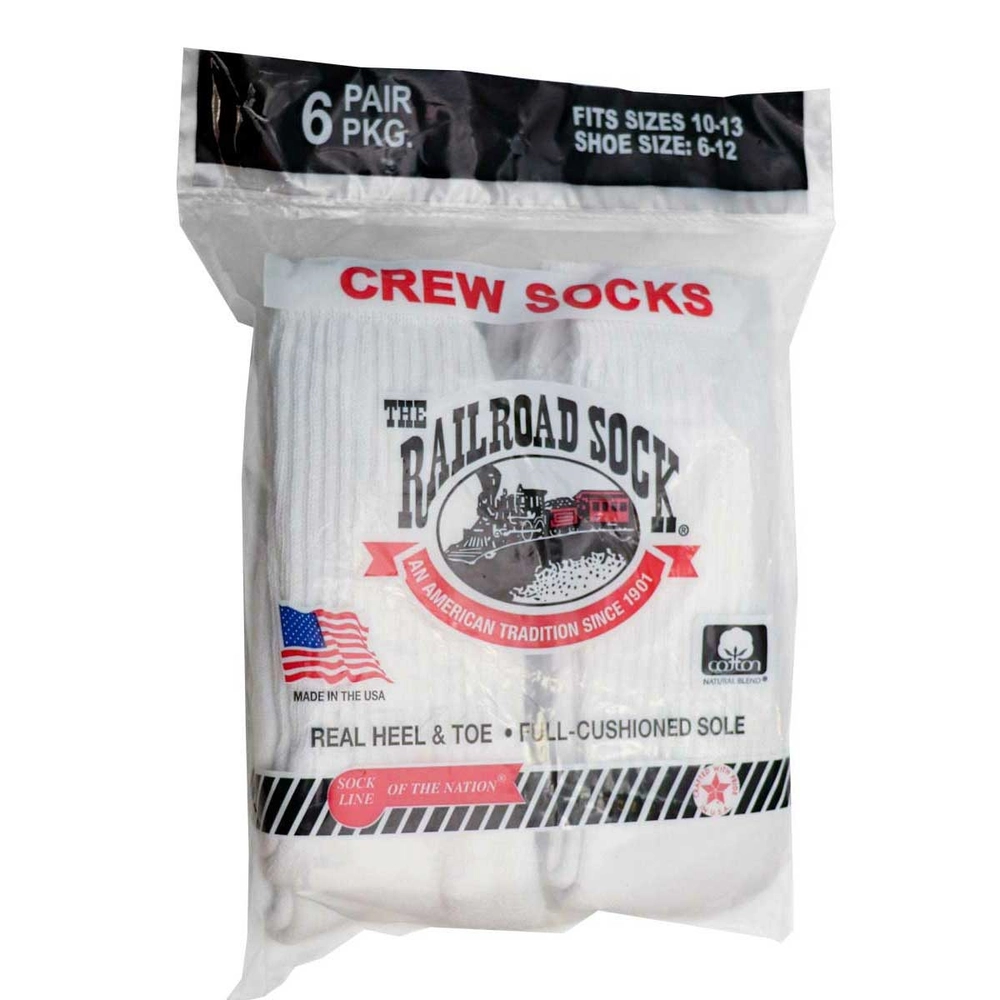 Railroad Sock Gray Crew Sock (6-Pack) - 0000000678 - Runnings