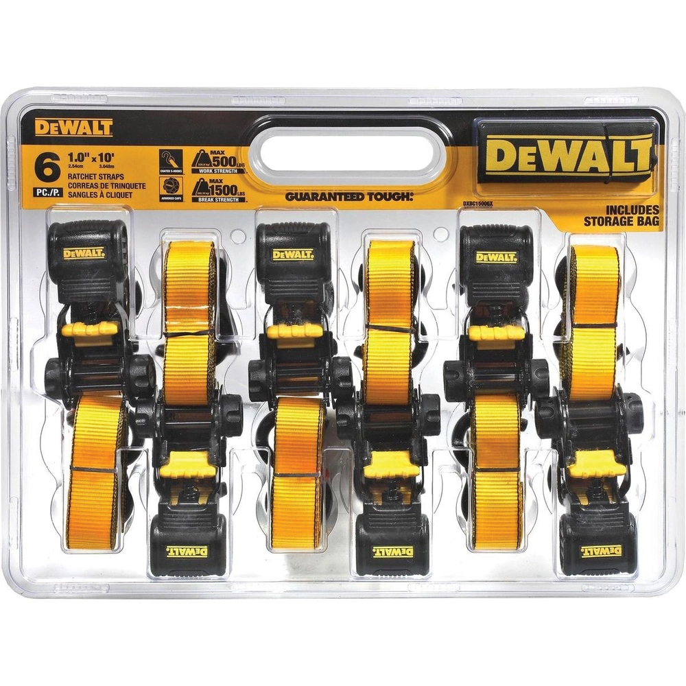 DEWALT 1” x 10’ 6 Pack Ratchet Straps - 0000007912 - Runnings