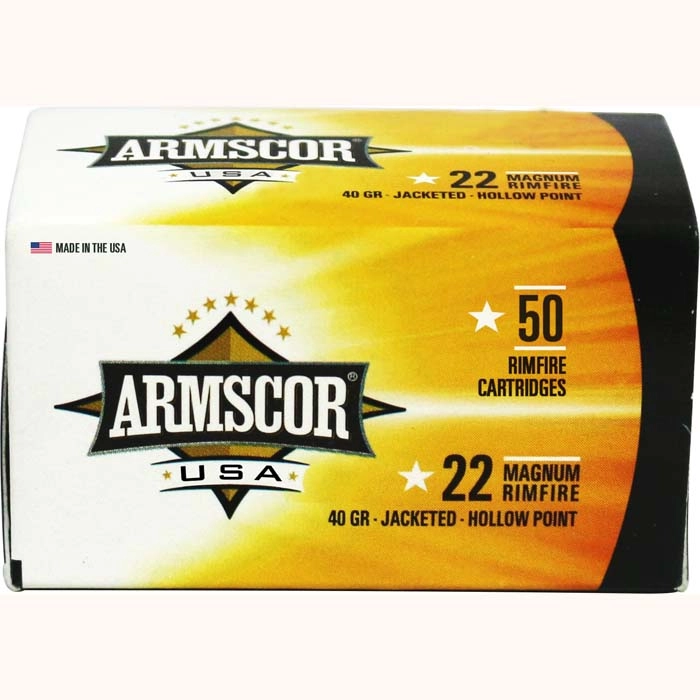 ARMSCOR USA - 22 Mag. - 40gr - JHP - Brass Casing - 50rnd/Box - Runnings