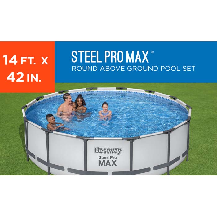 BESTWAY® Steel Pro MAX Round Above Ground Pool Set, 14’ x 42” - Runnings