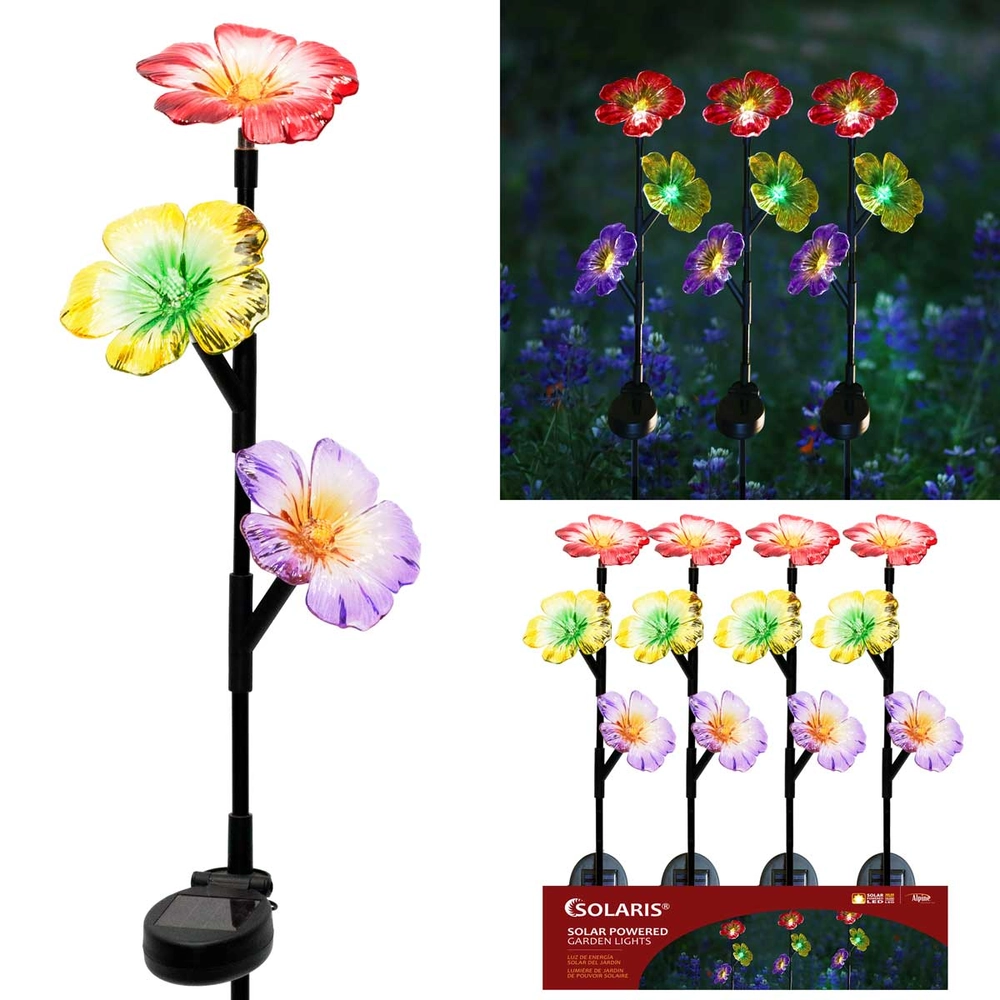 Alpine Solaris Acrylic 32 In. H. Exotic Flower LED Solar Garden Stake ...