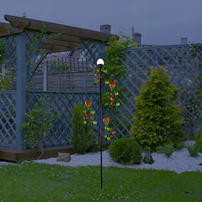 ALPINE® Solar Metal Green/Orange 4-Tier Wind spinner Stake with LED ...