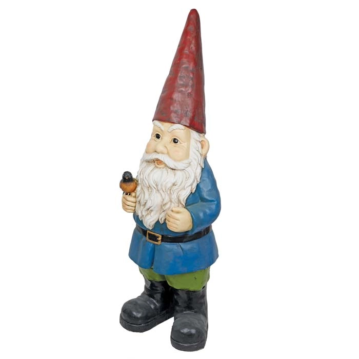 ALPINE® 48'' Jumbo Size Gnome with Bird Statuary - Runnings