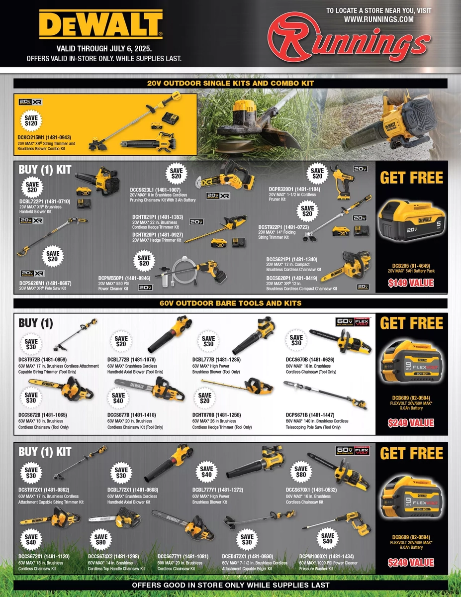 Dewalt In Store Tool Sale - Runnings
